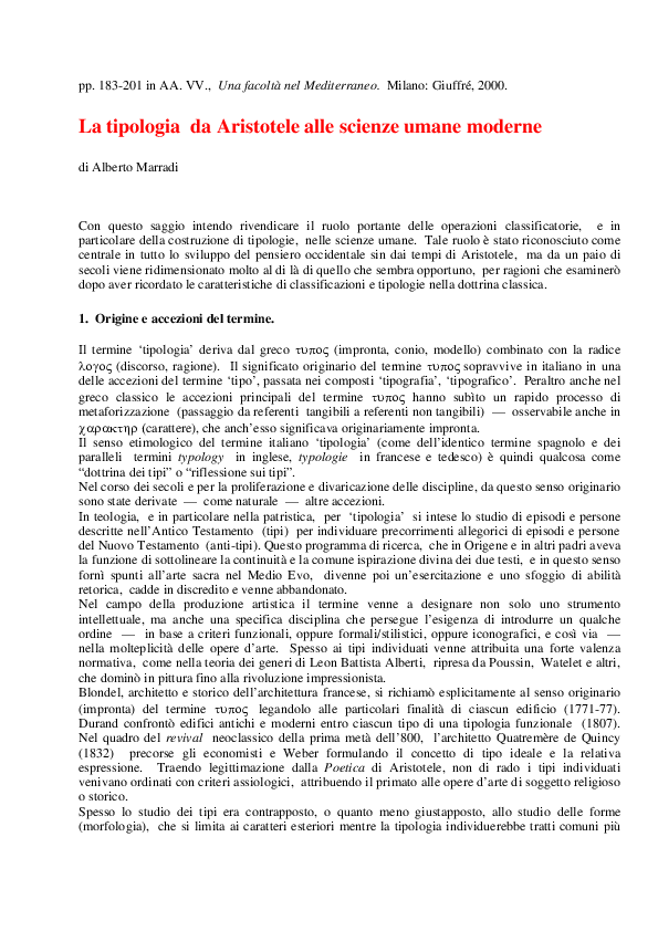 (PDF) LA TIPOLOGIA DA ARISTOTELE ALLE SCIENZE UMANE MODERNE Nómadas ...