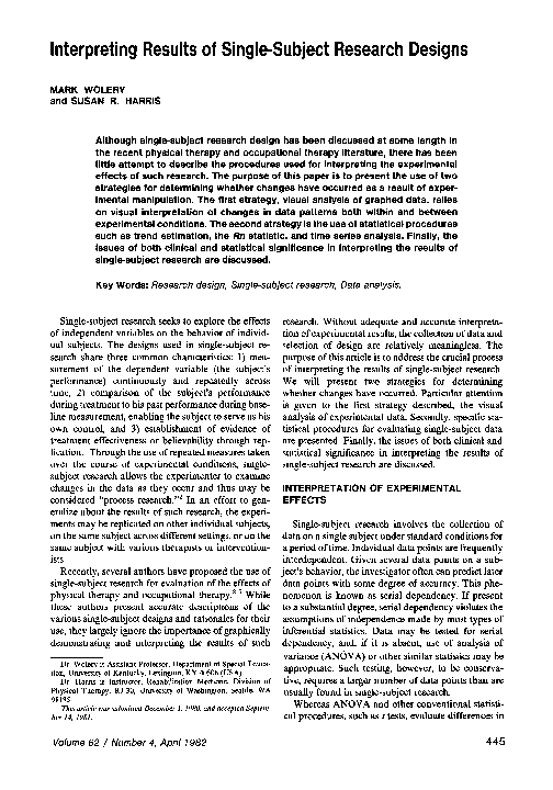 (PDF) Interpreting results of single-subject research designs