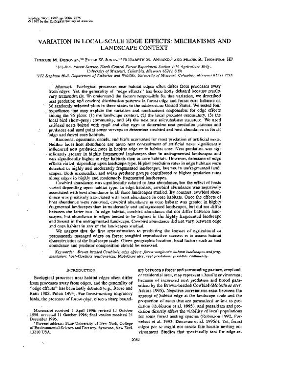 (PDF) Variation in Local-Scale Edge Effects: Mechanisms and Landscape ...