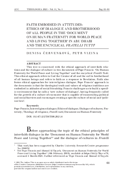(PDF) Faith Embodied in Attitudes: Ethics of Dialogue and Brotherhood ...