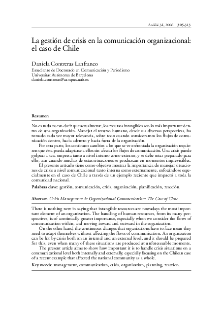 (PDF) La gesti n de crisis en la comunicaci n organizacional : el caso ...