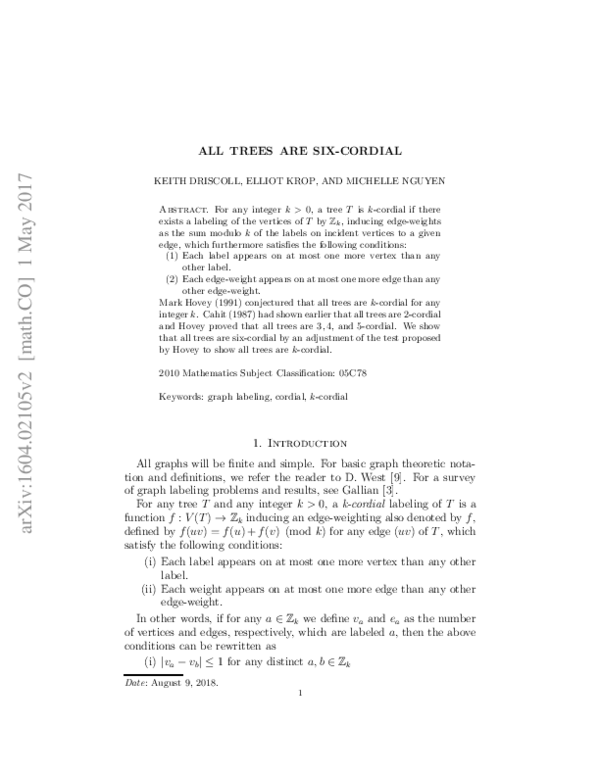 (PDF) All trees are six-cordial