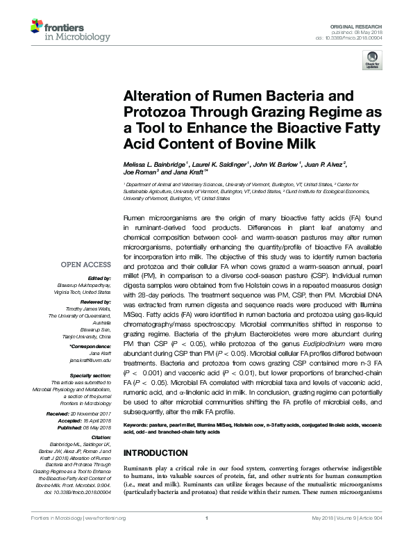 (PDF) Alteration of Rumen Bacteria and Protozoa Through Grazing Regime ...
