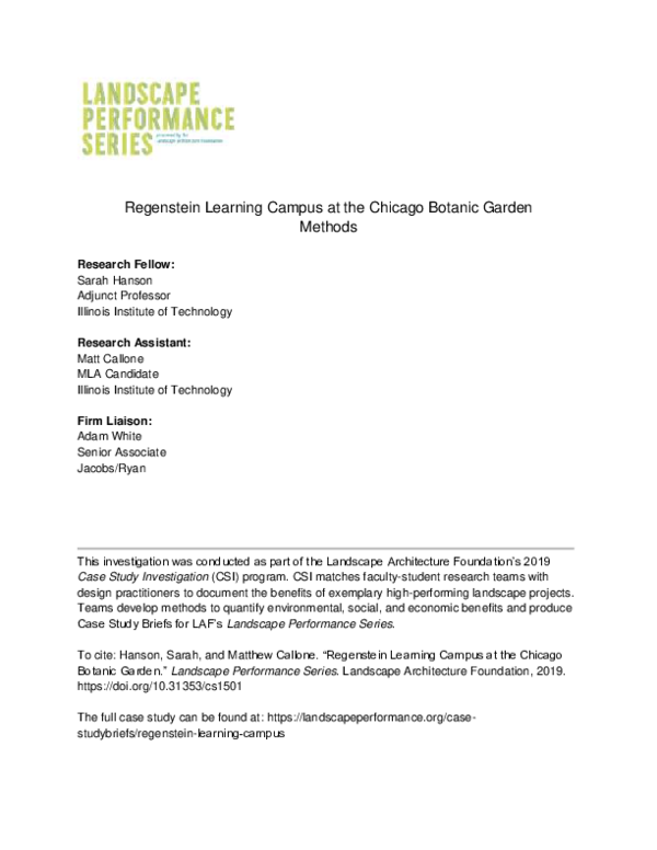(PDF) Regenstein Learning Campus at the Chicago Botanic Garden