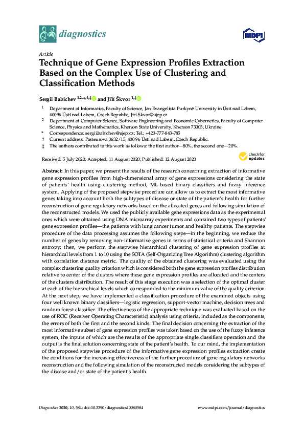 (PDF) Technique of Gene Expression Profiles Extraction based on the ...