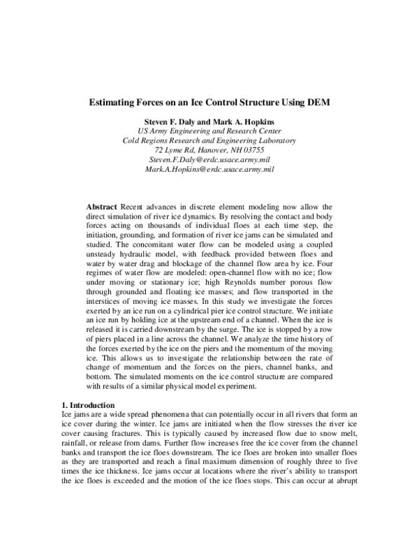 (PDF) Estimating forces on an ice control structure using DEM