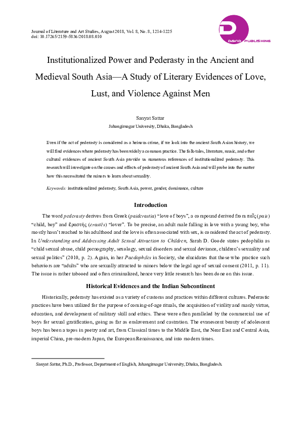 (PDF) Institutionalized Power and Pederasty in the Ancient and Medieval ...