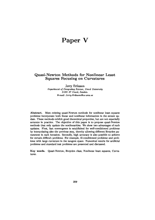 (PDF) Quasi-Newton Methods for Nonlinear Least Squares Focusing on ...