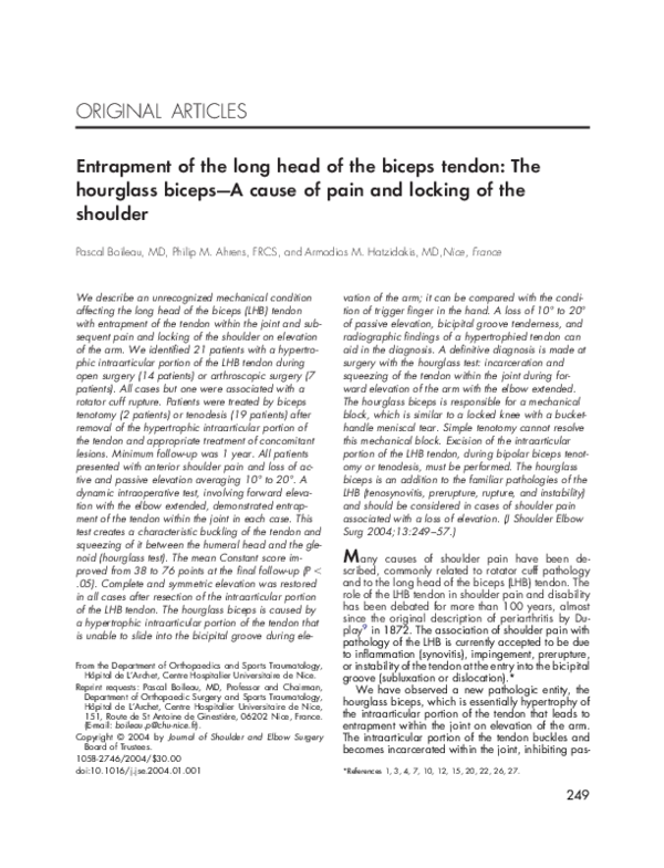 (PDF) Entrapment of the long head of the biceps tendon: the hourglass ...
