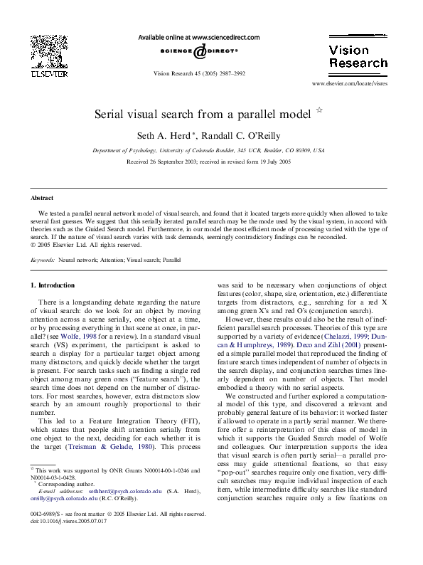 (PDF) Serial visual search from a parallel model
