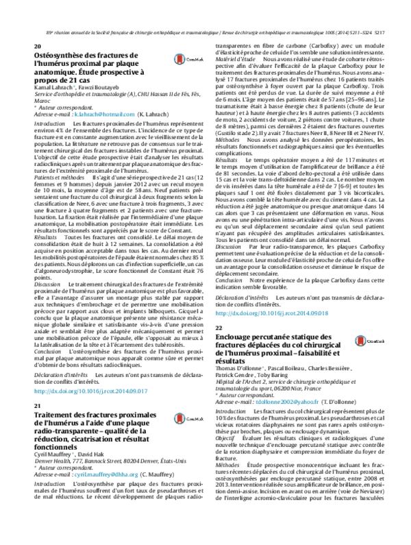 (PDF) Enclouage percutanée statique des fractures déplacées du col ...