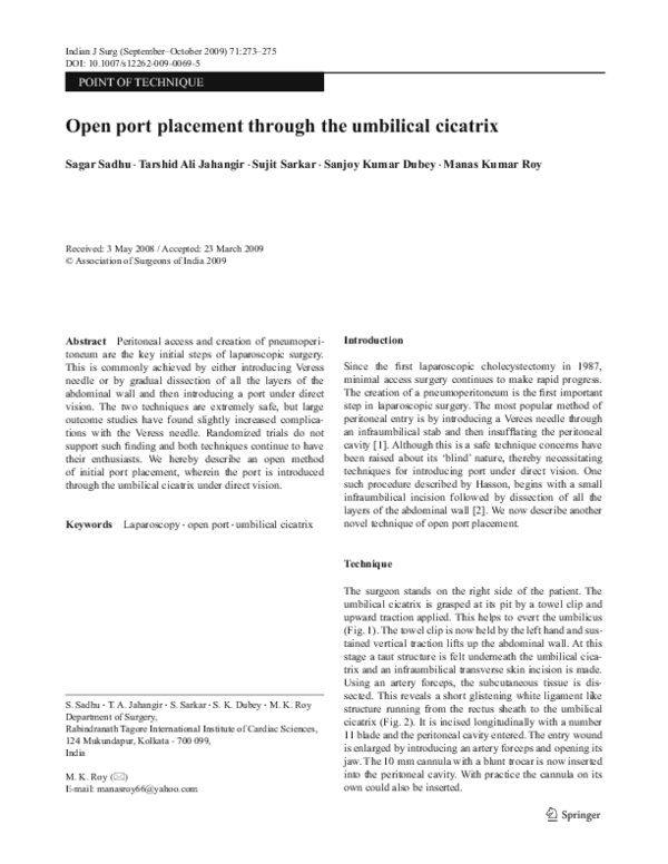 (PDF) Open port placement through the umbilical cicatrix