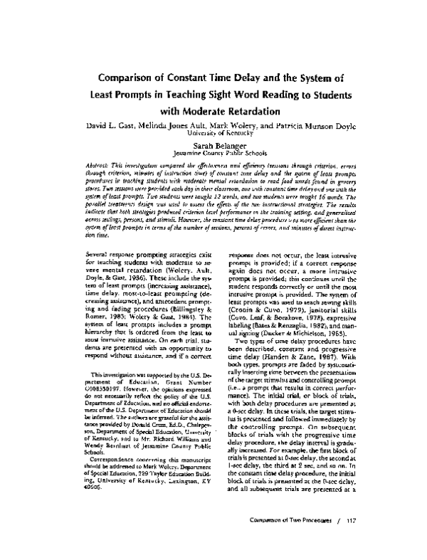 (PDF) Comparison of Constant Time Delay and the System of Least Prompts ...