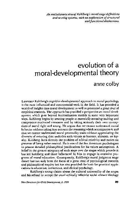 (PDF) Evolution of a moral-developmental theory