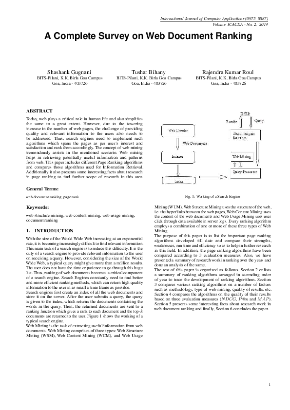 (PDF) A Complete Survey on Web Document Ranking | RAJENDRA KUMAR ROUL ...