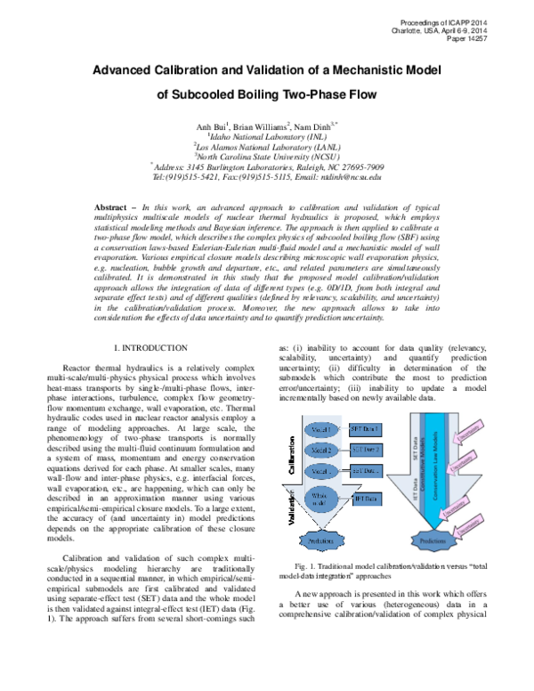(PDF) Advanced Calibration and Validation of a Mechanistic Model of Subcooled Boiling Two-Phase Flow
