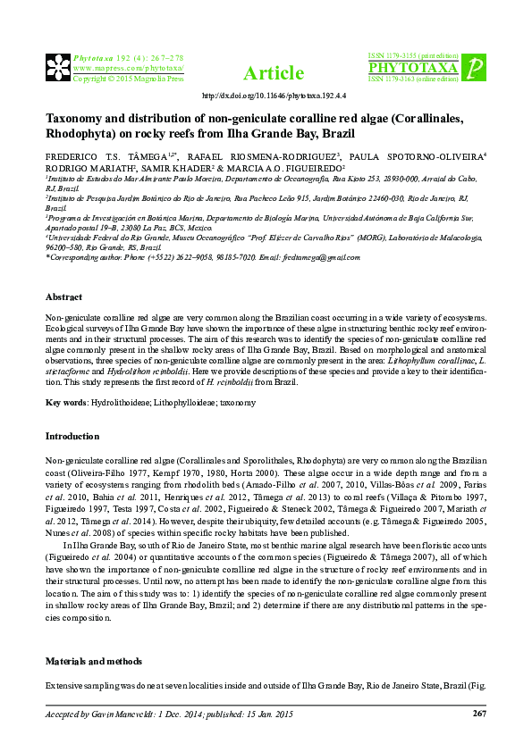 (PDF) Taxonomy and distribution of non-geniculate coralline red algae ...
