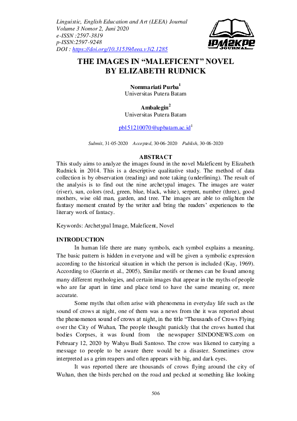 (PDF) The Images in “Maleficent” Novel by Elizabeth Rudnick