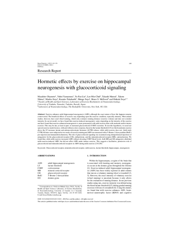(PDF) Hormetic effects by exercise on hippocampal neurogenesis with ...
