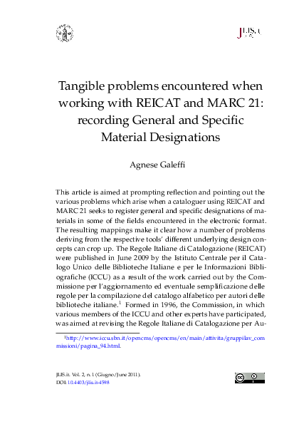 (PDF) Tangible problems encountered when working with REICAT and MARC ...