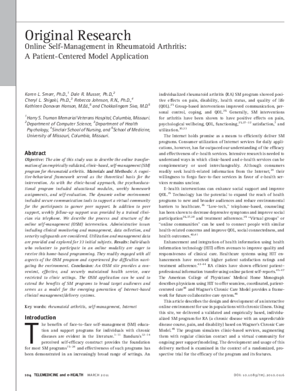 (PDF) Online Self-Management in Rheumatoid Arthritis: A Patient ...