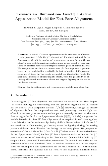 (PDF) Towards an Illumination-Based 3D Active Appearance Model for Fast Face Alignment