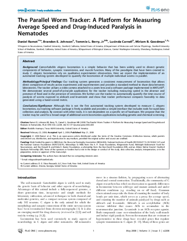 (PDF) The Parallel Worm Tracker: a platform for measuring average speed ...