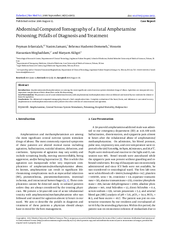 (PDF) Abdominal Computed Tomography of a Fatal Amphetamine Poisoning ...