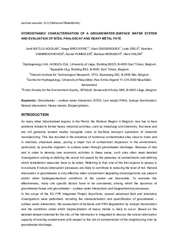 (PDF) Hydrodynamic characterisation of a groundwater-surface water ...