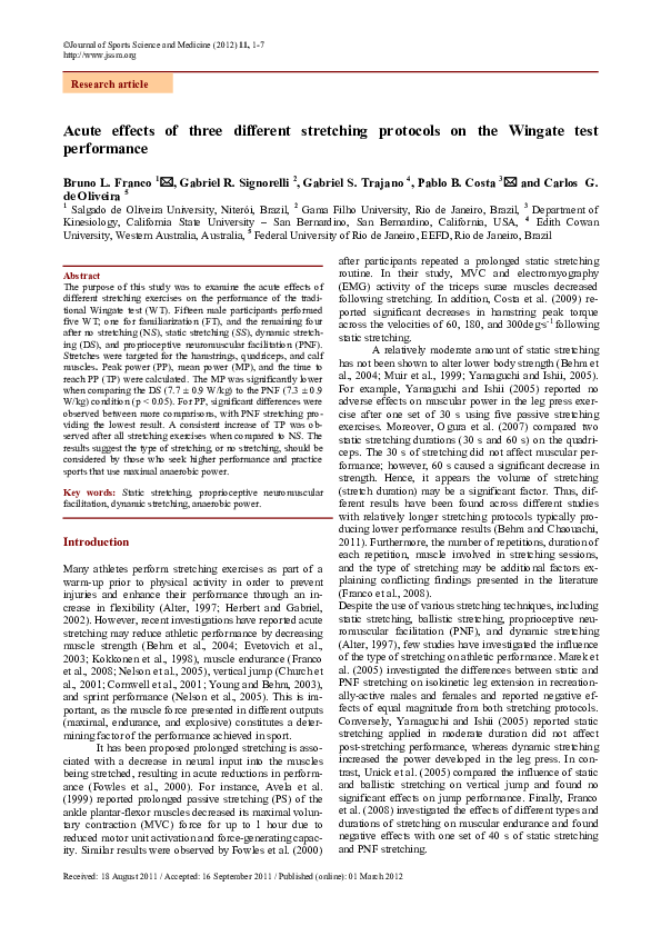 (PDF) Acute effects of three different stretching protocols on the ...