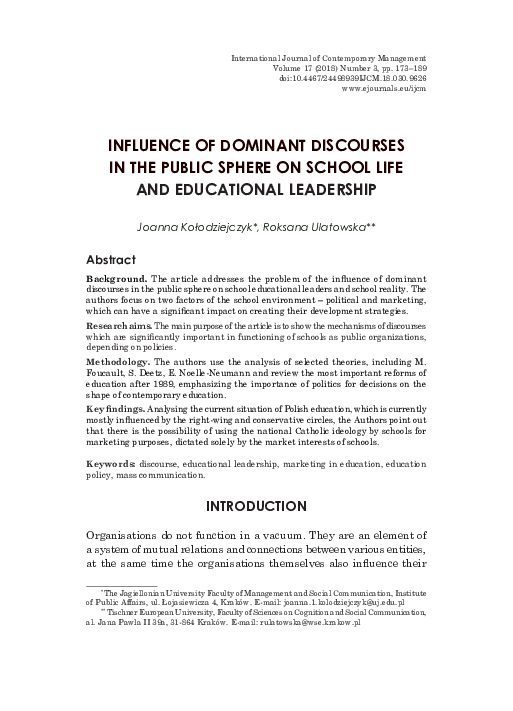 (PDF) The Influance of Dominating Discourses in The Public Sphere on ...