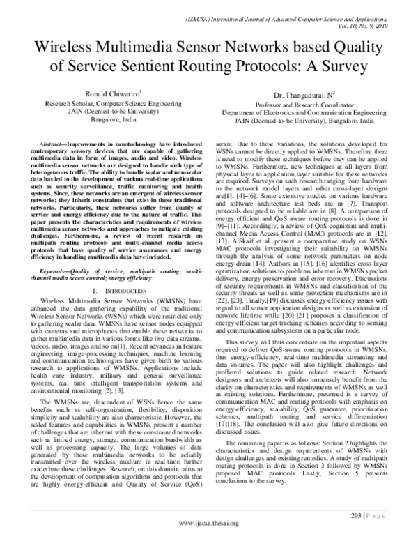 (PDF) Wireless Multimedia Sensor Networks based Quality of Service ...