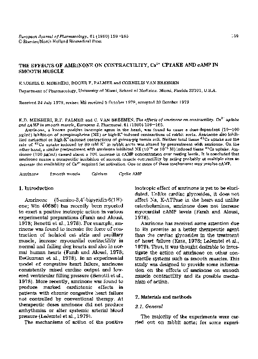 (PDF) The effects of amrinone on contractility, Ca2+ uptake and cAMP in ...