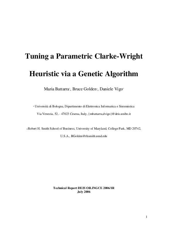 (PDF) Tuning a parametric Clarke Wright heuristic via a genetic algorithm