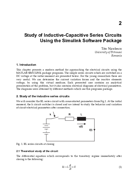 Chapter 2: Study of Inductive-Capacitive Series Circuits Using the Simulink Software Package