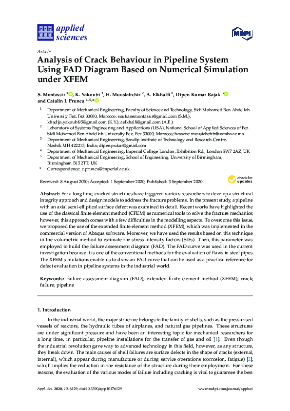 (PDF) Analysis of Crack Behaviour in Pipeline System Using FAD Diagram Based on Numerical ...
