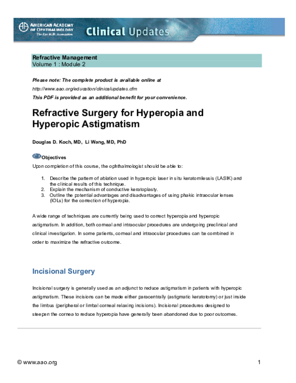 (PDF) Refractive Surgery for Hyperopia and Hyperopic Astigmatism
