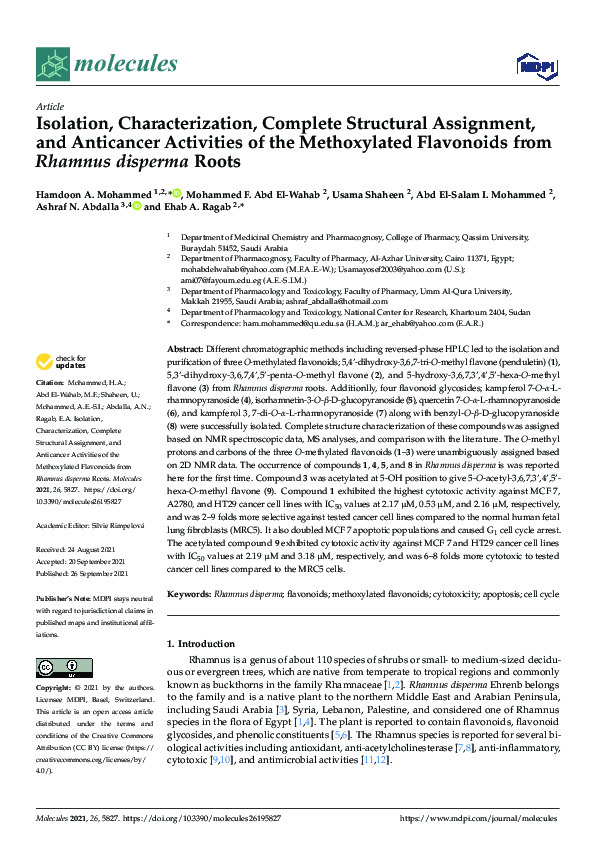 (PDF) Isolation, Characterization, Complete Structural Assignment, and Anticancer Activities of ...