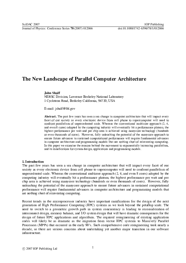 (PDF) The new landscape of parallel computer architecture