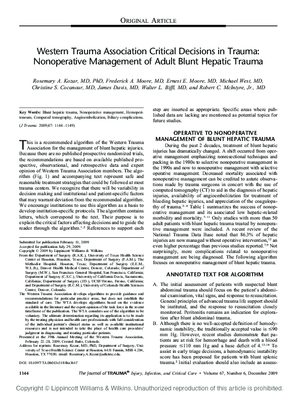 (PDF) Western Trauma Association/Critical Decisions in Trauma ...