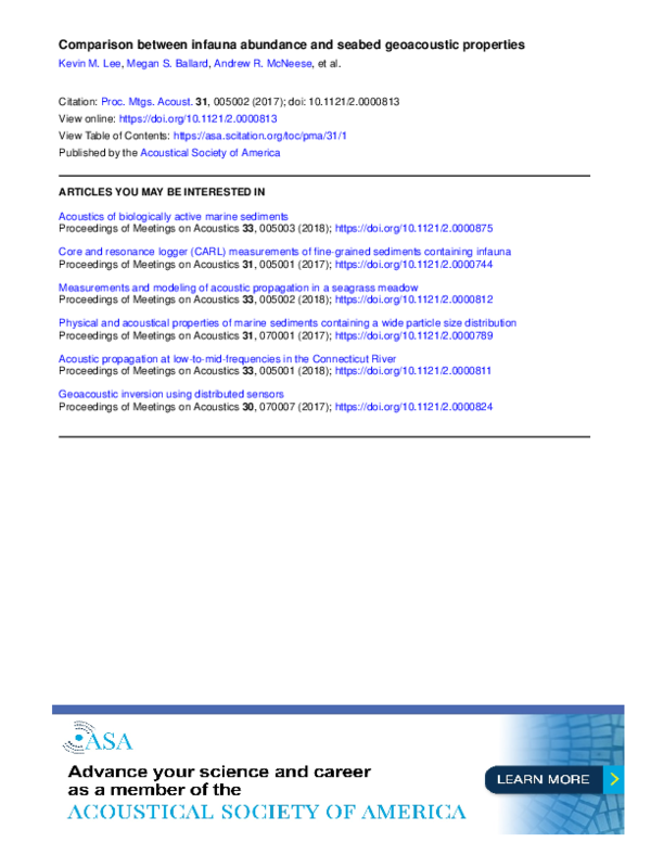 (PDF) Comparison between infauna abundance and seabed geoacoustic ...