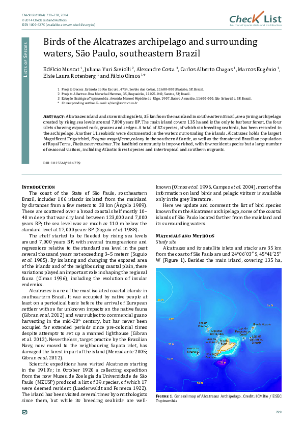 (PDF) Birds of the Alcatrazes archipelago and surrounding waters, São ...