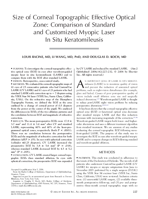 (PDF) Size of Corneal Topographic Effective Optical Zone: Comparison of ...