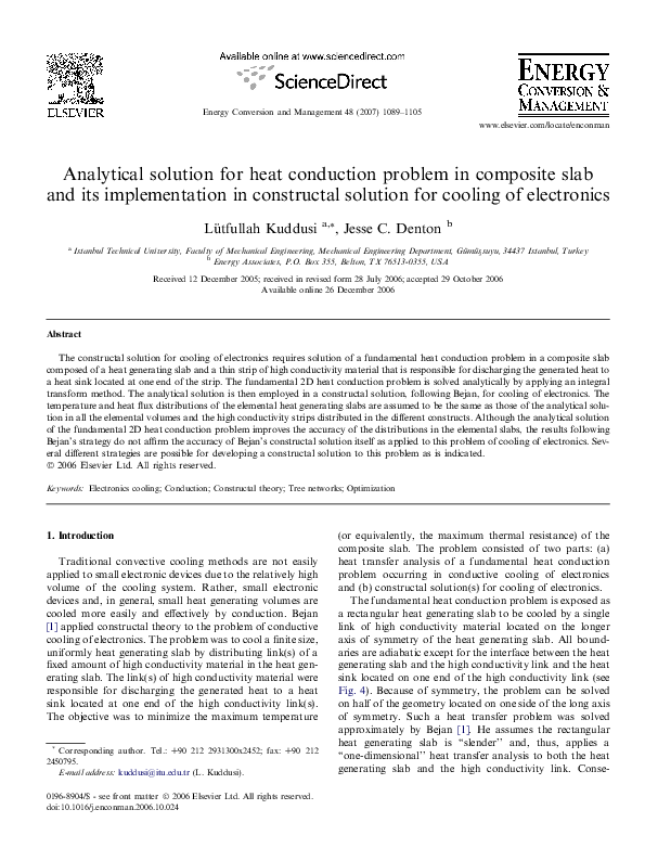 Pdf Analytical Solution For Heat Conduction Problem In Composite Slab