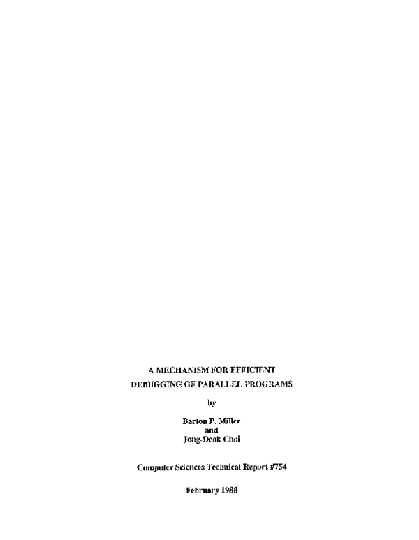 (PDF) A mechanism for efficient debugging of parallel programs