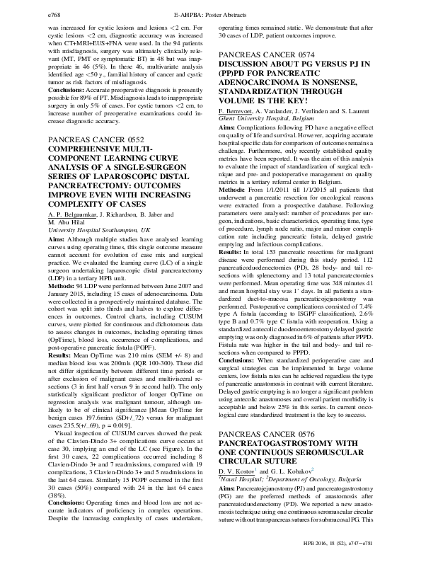 (PDF) Pancreatogastrostomy with One Continuous Seromuscular Circular Suture