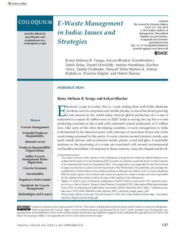 (PDF) E-Waste Management in India: Issues and Strategies