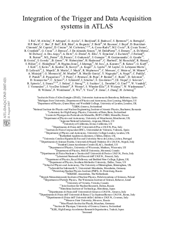 (PDF) Integration of the trigger and data acquisition systems in ATLAS