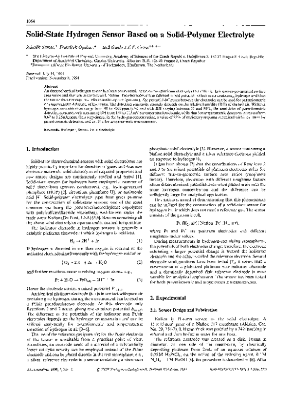 (PDF) Solid-state hydrogen sensor based on a solid-polymer electrolyte