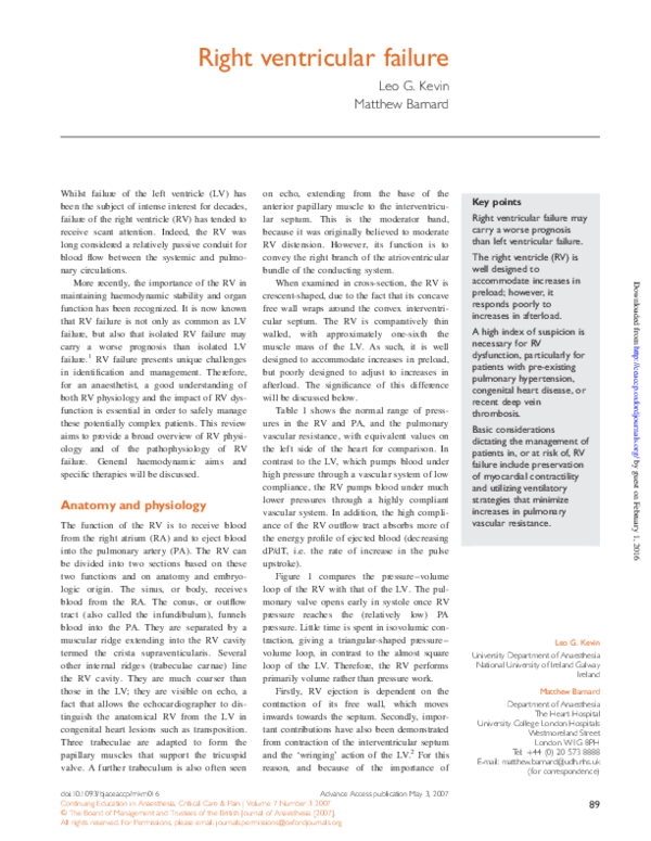 (PDF) Right ventricular failure